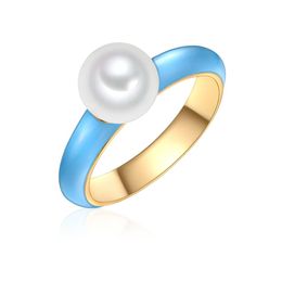 Yokoamii Ring aus Metall-Legierung mit Muschelkernperle in gelbgold | Gr.: 58