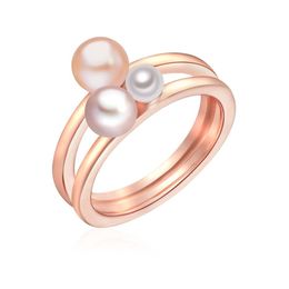 Lulu & Jane Lulu & Jane Perlen-Ring aus Sterling Silber mit S&uuml;&szlig;wasser-Zuchtperle in ros&eacute;gold | Gr.: 54