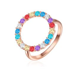 Lulu & Jane Lulu & Jane Ring Kreis aus Messing verziert mit Kristallen von Swarovski in ros&eacute;gold | Gr.: 58