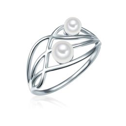 Lulu & Jane Lulu & Jane Perlen-Ring aus Messing mit Muschelkernperle in silber | Gr.: 56