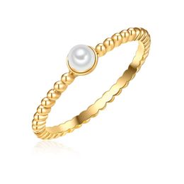 Lulu & Jane Lulu & Jane Perlen-Ring aus Messing mit Muschelkernperle in gelbgold | Gr.: 58