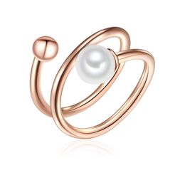 Lulu & Jane Lulu & Jane Perlen-Ring aus Sterling Silber mit S&uuml;&szlig;wasser-Zuchtperle in ros&eacute;gold | Gr.: 52