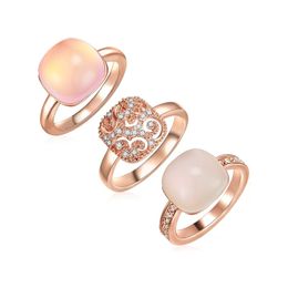 Lulu & Jane Lulu & Jane Ring aus Metall-Legierung verziert mit Kristallen von Swarovski in ros&eacute;gold | Gr.: 56