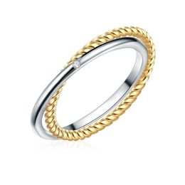 Lulu & Jane Lulu & Jane Diamant-Ring Sterling Silber Diamant in silber/gelbgold | Gr.: 58