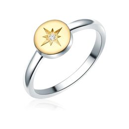 Lulu & Jane Lulu & Jane Diamant-Ring aus Sterling Silber mit Diamant in silber/gelbgold | Gr.: 54