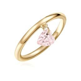 Glanzst&uuml;cke M&uuml;nchen Glanzst&uuml;cke M&uuml;nchen Ring Herz aus Sterling Silber mit Rosenquarz in gelbgold | Gr.: 54