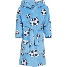 Playshoes Fleece-Bademantel Fu&szlig;ball in Blau | Gr.: 110/116