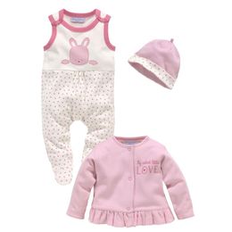 Kidsworld Strampler, J&auml;ckchen & M&uuml;tze in rosa-wei&szlig; | Gr.: 62/68