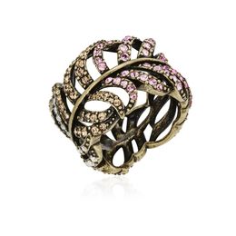 Lulu & Jane Lulu & Jane Ring Feder aus Metall-Legierung verziert mit Kristallen von Swarovski in bronze | Gr.: 50
