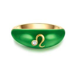 Glanzst&uuml;cke M&uuml;nchen Glanzst&uuml;cke M&uuml;nchen Ring Sternzeichen L&ouml;we aus Sterling Silber mit Zirkonia in gelbgold | Gr.: 60