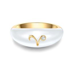 Glanzst&uuml;cke M&uuml;nchen Glanzst&uuml;cke M&uuml;nchen Ring Sternzeichen Widder aus Sterling Silber mit Zirkonia in gelbgold | Gr.: 58