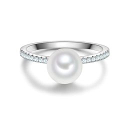 Rafaela Donata Ring aus Sterling Silber mit Zirkonia Muschelkernperle in silber | Gr.: 50