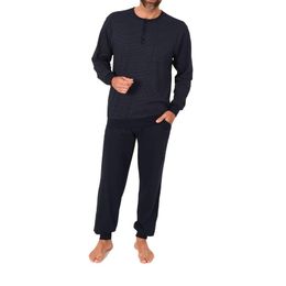 Normann Langarm Schlafanzug Pyjama B&uuml;ndchen Alloverprint 125 101 90 514 in marine | Gr.: 54