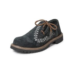 PAULGOS Haferlschuhe Trachten Schn&uuml;rschuh Echtleder Stickerei in Grau | Gr.: 44