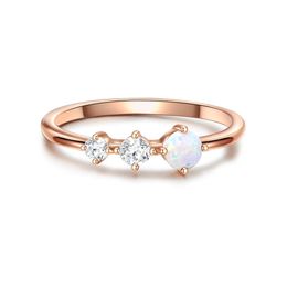 Glanzst&uuml;cke M&uuml;nchen Glanzst&uuml;cke M&uuml;nchen Ring aus Sterling Silber mit Zirkonia und Opal in ros&eacute;gold | Gr.: 56
