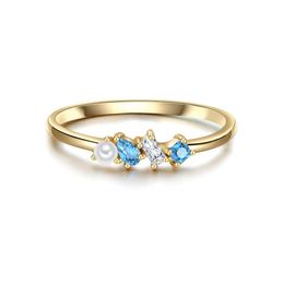 Glanzst&uuml;cke M&uuml;nchen Glanzst&uuml;cke M&uuml;nchen Ring aus Sterling Silber mit Zirkonia und S&uuml;&szlig;wasser-Zuchtperle in gelbgold | Gr.: 50
