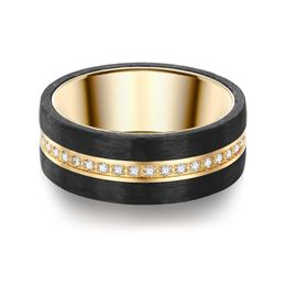 Trilani Ring aus Edelstahl mit Zirkonia in gelbgold | Gr.: 53