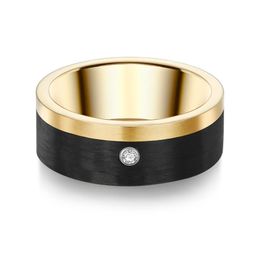 Trilani Ring aus Edelstahl mit Zirkonia in gelbgold | Gr.: 48