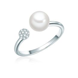 Valero Pearls Ring aus Sterling Silber mit Zirkonia und S&uuml;&szlig;wasser-Zuchtperle in silber | Gr.: 50