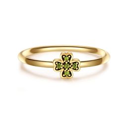 Glanzst&uuml;cke M&uuml;nchen Glanzst&uuml;cke M&uuml;nchen Ring Kleeblatt aus Sterling Silber mit Zirkonia in gelbgold | Gr.: 50