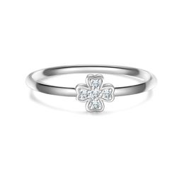 Glanzst&uuml;cke M&uuml;nchen Glanzst&uuml;cke M&uuml;nchen Ring Kleeblatt aus Sterling Silber mit Zirkonia in silber | Gr.: 54