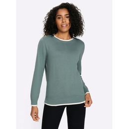 Sieh an! Langarm-Pullover in jade-ecru | Gr.: 38