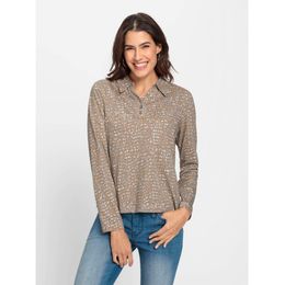 WITT WEIDEN Shirt in camel-steingrau-bedruckt | Gr.: 36
