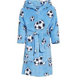 Playshoes Bademantel "Fleece-Bademantel Fu&szlig;ball" in Blau | Gr.: 98/104