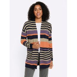 Sieh an! Long-Strickjacke in marine-sesam-gestreift | Gr.: 56