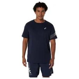 Laufshirt asics "asics ICON SS TOP", Herren, Gr. L, schwarz (midnight), Stoff, Obermaterial: 100% Polyester, unifarben, normal, Rundhals, eingesetzt eingefasste Kante, Shirts Laufshirt