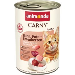 6x400g animonda Carny Adult Huhn, Pute und Entenherz