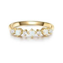 Glanzst&uuml;cke M&uuml;nchen Glanzst&uuml;cke M&uuml;nchen Ring aus Sterling Silber mit Zirkonia und Opal in gelbgold | Gr.: 60