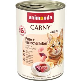 6x400g animonda Carny Adult Pute + H&uuml;hnchenleber