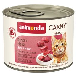 6x200g animonda Carny Adult Rind und Herz