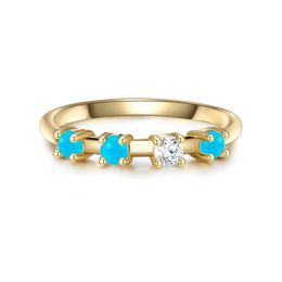 Glanzst&uuml;cke M&uuml;nchen Glanzst&uuml;cke M&uuml;nchen Ring aus Sterling Silber mit Zirkonia und T&uuml;rkis in gelbgold | Gr.: 50
