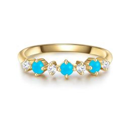 Glanzst&uuml;cke M&uuml;nchen Glanzst&uuml;cke M&uuml;nchen Ring aus Sterling Silber mit Zirkonia und T&uuml;rkis in gelbgold | Gr.: 56