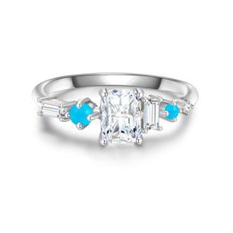 Glanzst&uuml;cke M&uuml;nchen Glanzst&uuml;cke M&uuml;nchen Ring aus Sterling Silber mit Zirkonia und T&uuml;rkis in silber | Gr.: 48