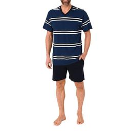 Normann Kurzarm Schlafanzug Shorty Pyjama B&uuml;ndchen &Uuml;bergr&ouml;&szlig;e 125 105 90 630 in blau1 | Gr.: 56
