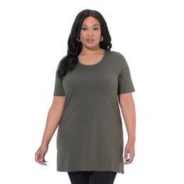 Ulla Popken Longshirt in olivgrau | Gr.: 46-48