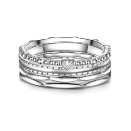 Glanzst&uuml;cke M&uuml;nchen Glanzst&uuml;cke M&uuml;nchen Ring Herz aus Sterling Silber mit Zirkonia in silber | Gr.: 50