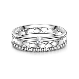 Glanzst&uuml;cke M&uuml;nchen Glanzst&uuml;cke M&uuml;nchen Ring Herz/Kugel aus Sterling Silber mit Zirkonia in silber | Gr.: 56
