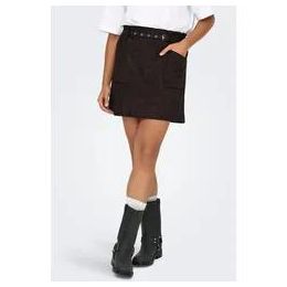 Minirock Only "ONLDIANE HEIDI LIFE FAUX SUEDE SKIRT OTW", Damen, Gr. S (36), mole, Web, Obermaterial: 92% Polyester, 8% Elasthan, unifarben, kurz, R&ouml;cke Minirock