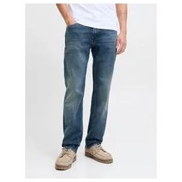 Jack & Jones Regular-fit-Jeans JACK & JONES "JJICLARK mit Used-Look und Stretch f&uuml;r den Alltag", Herren, Gr. 33, L&auml;nge 34, blau (blau, denim), Denim/Jeans, Obermaterial: 80% Baumwolle, 15% Lyocell, 3% Elastomultiester, 2% Elasthan, regular fit lang, Jeans, mit Abriebeffekten