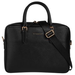Aktentasche Bugatti "ELLA SAFFIANO", Damen, Gr. B/H/T: 38cm x 27cm x 6cm onesize, schwarz, Polyurethan (PU), Taschen