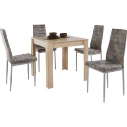Essgruppe OTTO HOME, grau (eichefarben, hellgrau,), B:80cm, Sitzm&ouml;bel-Sets, Essgruppe, Tischgruppe f&uuml;r kleine R&auml;ume