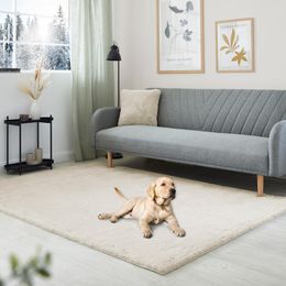 Hochflor-Teppich OTTO HOME "Lugano", beige, B:60cm H:30mm L:120cm, Polyester, Teppiche, Kunstfell, Uni Farben, sehr weich & kuschelig