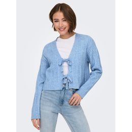 Strickjacke Only "ONLFIA LS STRING CARDIGAN KNT NCA", Damen, Gr. L (40), allure detail:with melange, Strick, Obermaterial: 50% Viskose, 27% Nylon, 23% Polyester, meliert, regular fit kurz, V-Ausschnitt, Rippb&uuml;ndchen, Strickjacken Strickjacke, Viskosemischung, regular fit
