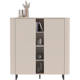 Highboard OTTO HOME "Lido, B/H 150/154 cm, 2 T&uuml;ren, 4 offene F&auml;cher, Stauraumschrank", cashmere, B:150cm H:154cm T:43cm, FSC-zertifizierter Holzwerkstoff, Sideboards, Highboard, Formgebogenes MDF, Stirnseiten mit Rundung, Push-to-open, Metallf&uuml;&szlig;e