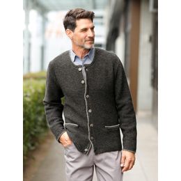Strickjacke Marco Donati, Herren, Gr. 48, grau (graphit, meliert), 100% Wolle, unifarben, Strickjacken Strickjacke