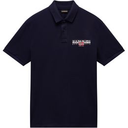 Poloshirt Napapijri "E-AYLMER", Herren, Gr. L, blau (blu marine), Piqu&eacute;, Obermaterial: 100% Baumwolle, unifarben, regular fit normal, Rundhals, eingesetzt B&uuml;ndchen, Shirts, Mit Rundhalsausschnitt
